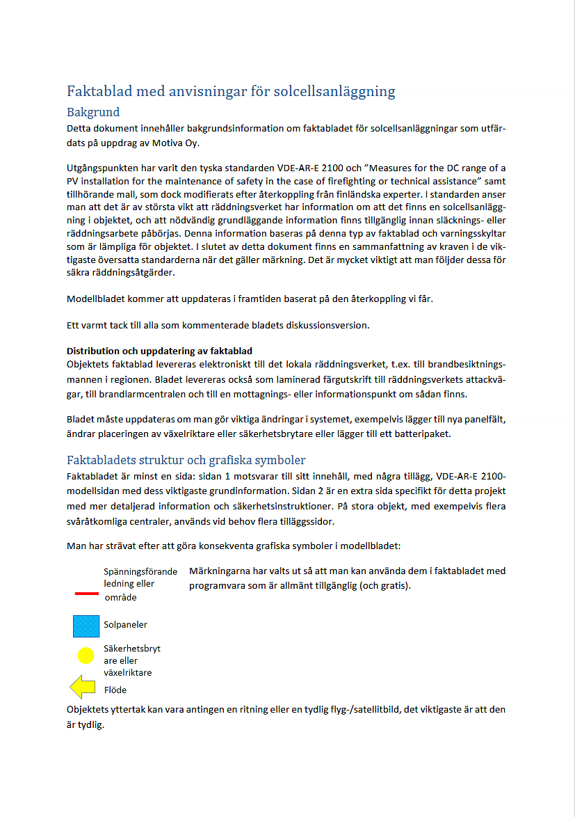 Faktablad med instruktioner för installation av solceller - Motiva